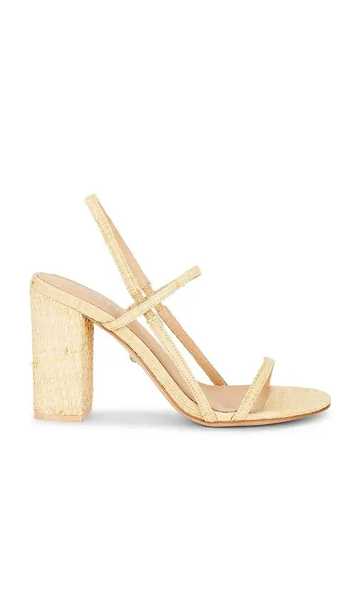 Raye Amit Woven Raffia Slingback Sandals With Block Heel - Neutral