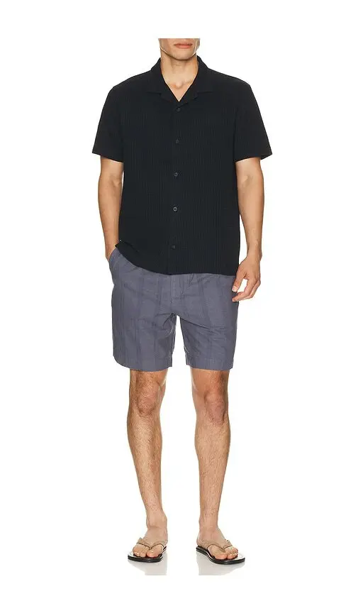 Vince Macro Waffle Short Sleeve Shirt Button Down Cabana In . Also - Navy