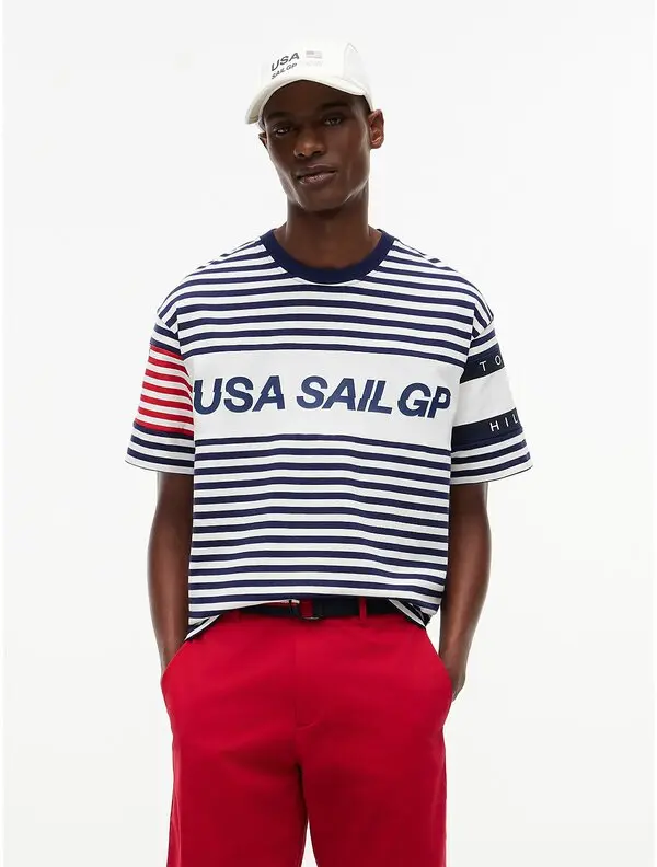 Tommy Hilfiger Tommy X Us Sailgp Team Striped T-shirt - Ecru/navy