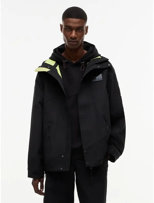 Tommy Hilfiger X U.s. Sailgp Team Tonal Logo Hooded Windbreaker - Black