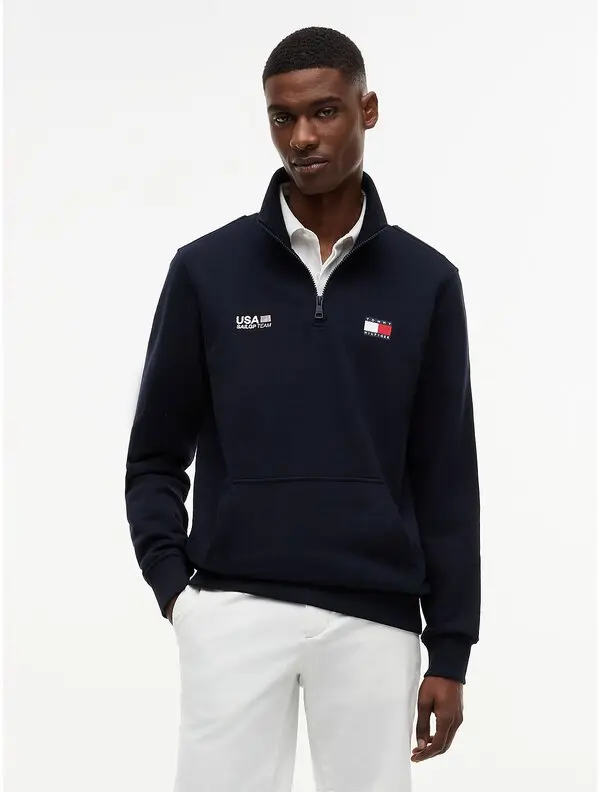 Tommy Hilfiger Tommy X Us Sailgp Team Flag Quarter-zip - Navy Multi