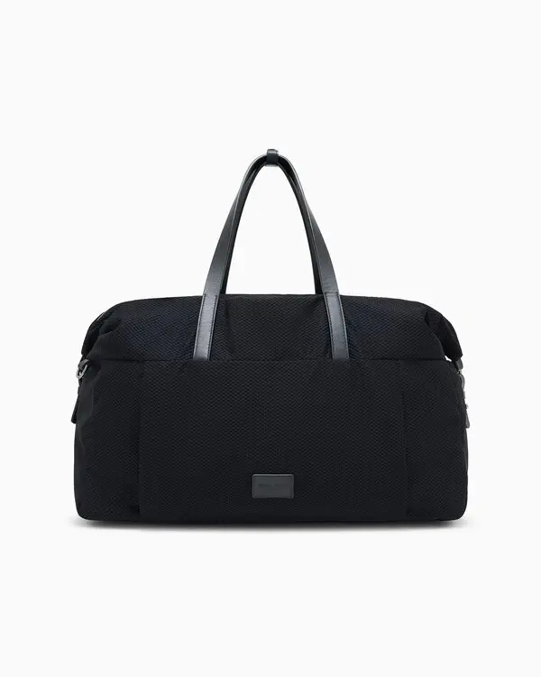 Giorgio Armani Holdall Weekender In Mesh And Leather