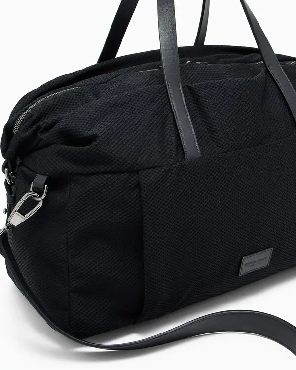 Giorgio Armani Holdall Weekender In Mesh And Leather