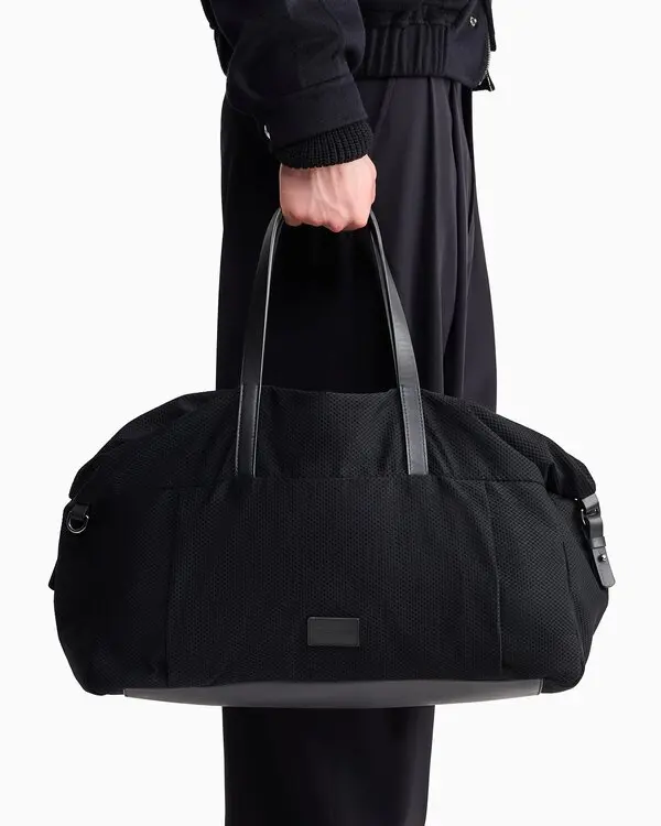 Giorgio Armani Holdall Weekender In Mesh And Leather