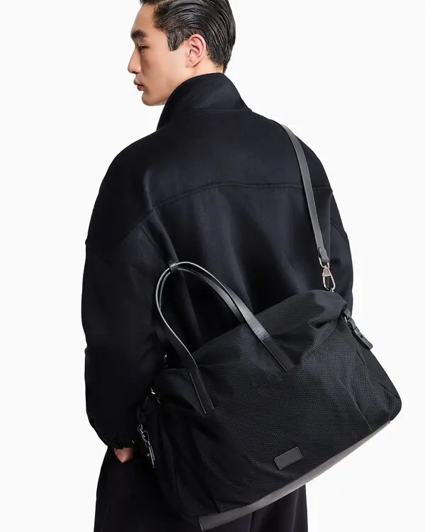 Giorgio Armani Holdall Weekender In Mesh And Leather