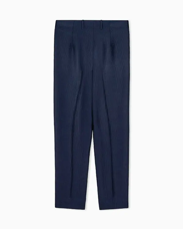 Giorgio Armani Textured Viscose And Wool Trousers With Drawstring