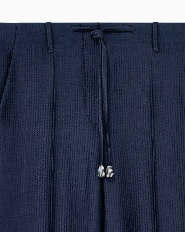 Giorgio Armani Textured Viscose And Wool Trousers With Drawstring