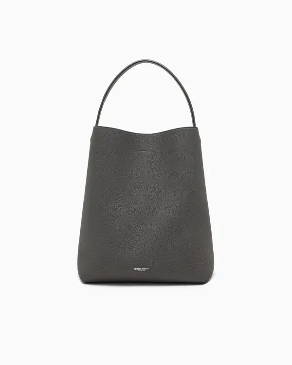 Giorgio Armani Shoulder Bag In Grained Leather With Split Leather Lining