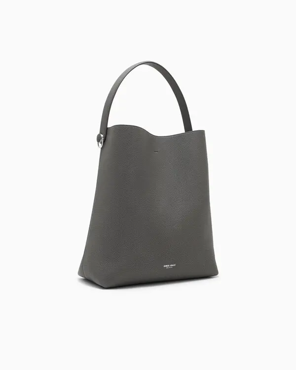 Giorgio Armani Shoulder Bag In Grained Leather With Split Leather Lining