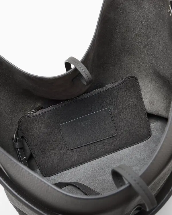 Giorgio Armani Shoulder Bag In Grained Leather With Split Leather Lining