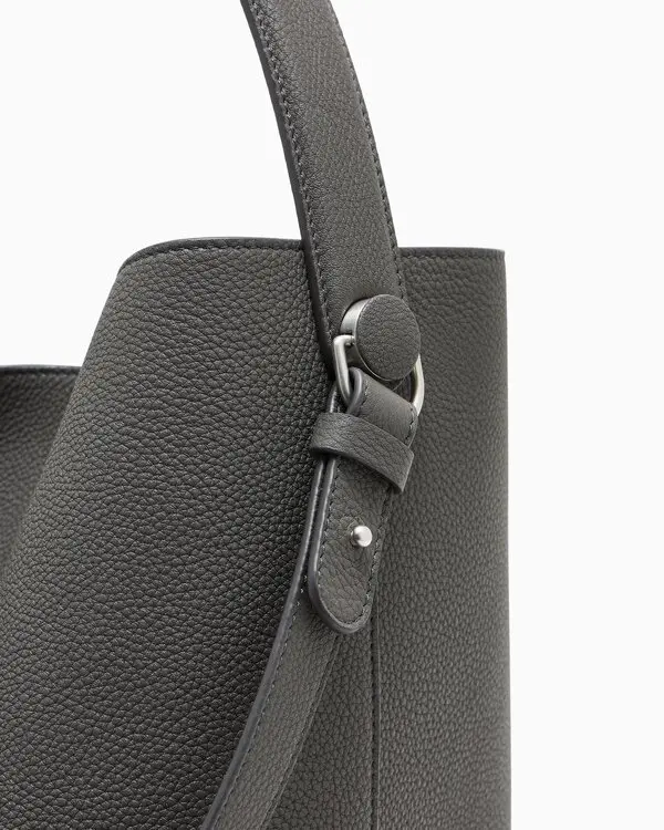 Giorgio Armani Shoulder Bag In Grained Leather With Split Leather Lining