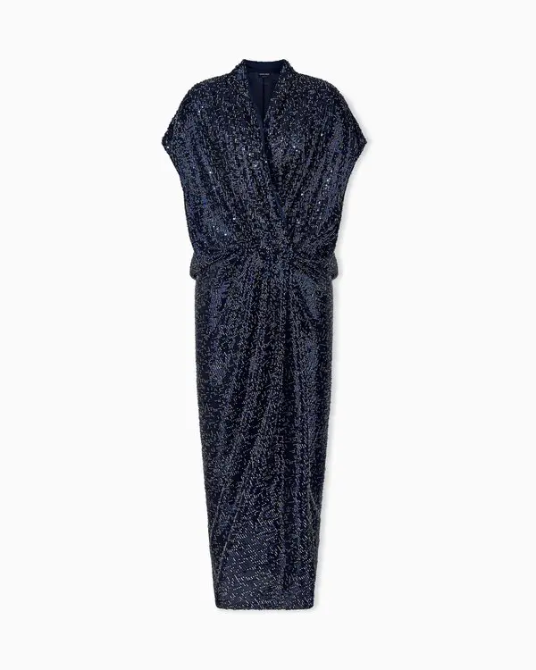 Giorgio Armani Embroidered Sequin Gown - Black
