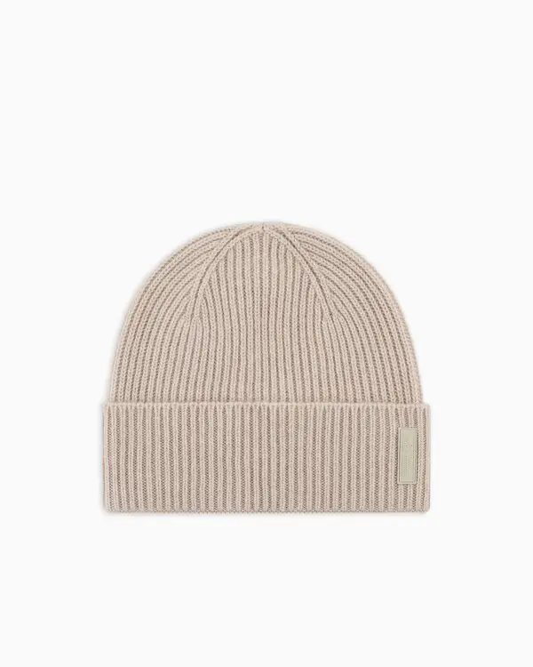 Giorgio Armani Ribbed Cashmere Beanie - Beige
