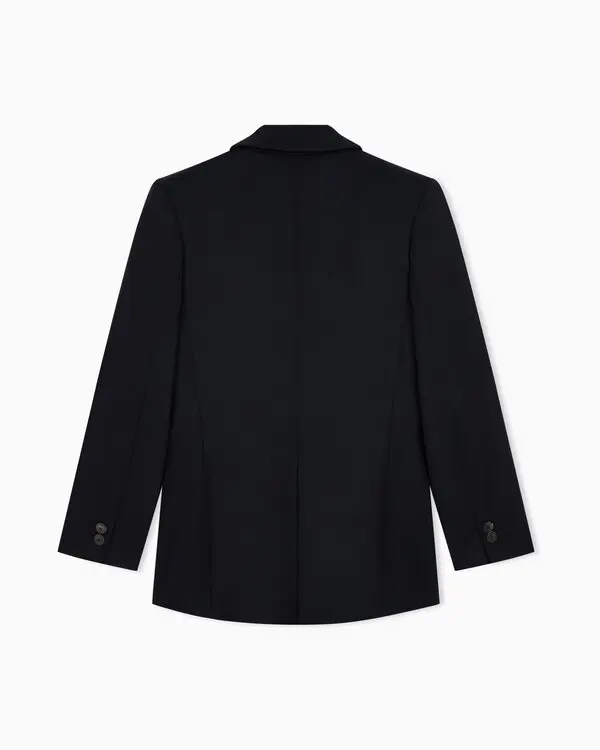 Giorgio Armani Double-breasted Blazer In Double Wool With Peak Lapels