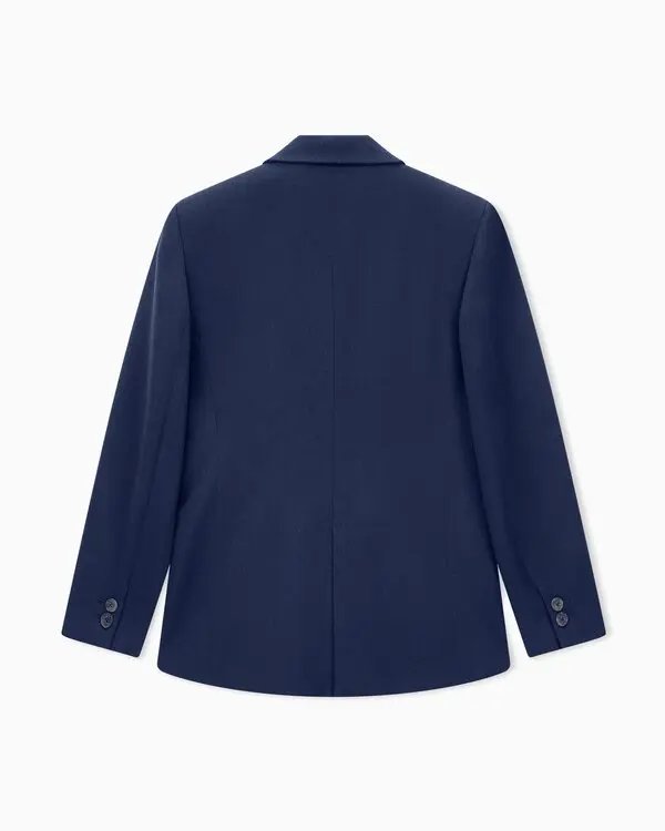 Giorgio Armani Double-breasted Wool Blazer With Peak Lapels - Blue