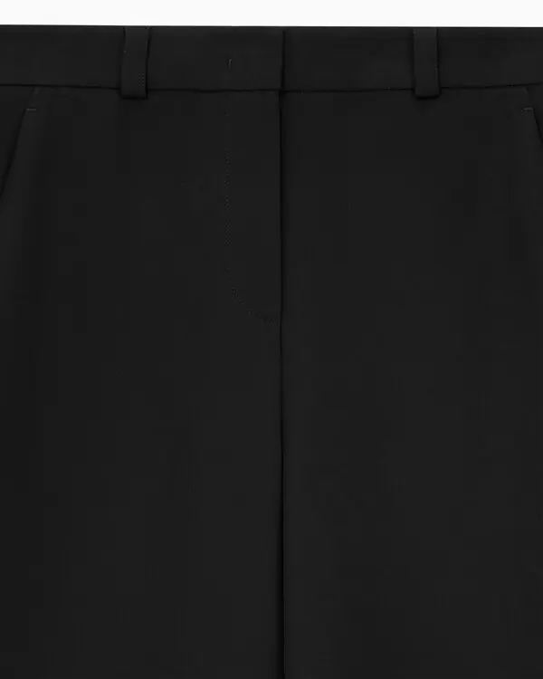 Giorgio Armani Flat Front Wide Leg Trousers In Silk Cady