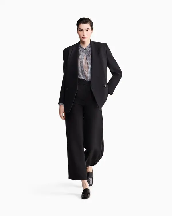 Giorgio Armani Silk Chiffon Diamond Pattern Regular Fit Shirt