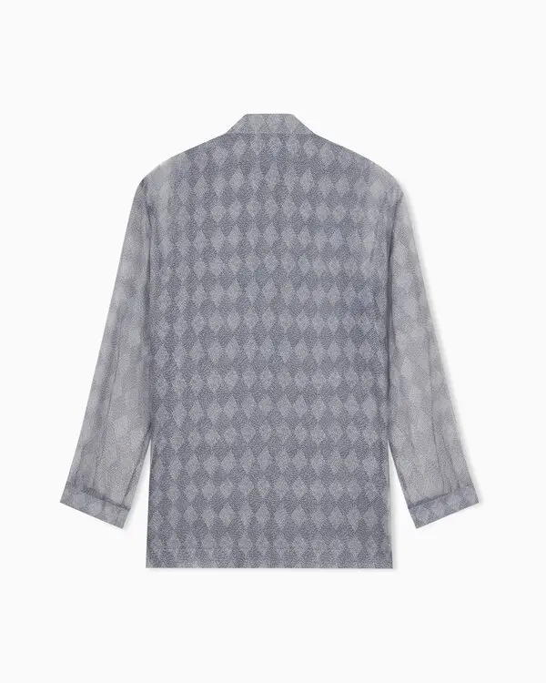 Giorgio Armani Silk Chiffon Diamond Pattern Regular Fit Shirt