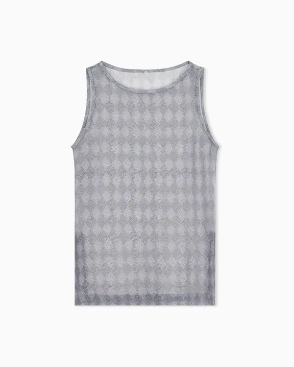 Giorgio Armani Silk Chiffon Diamond Pattern Regular Fit Shirt