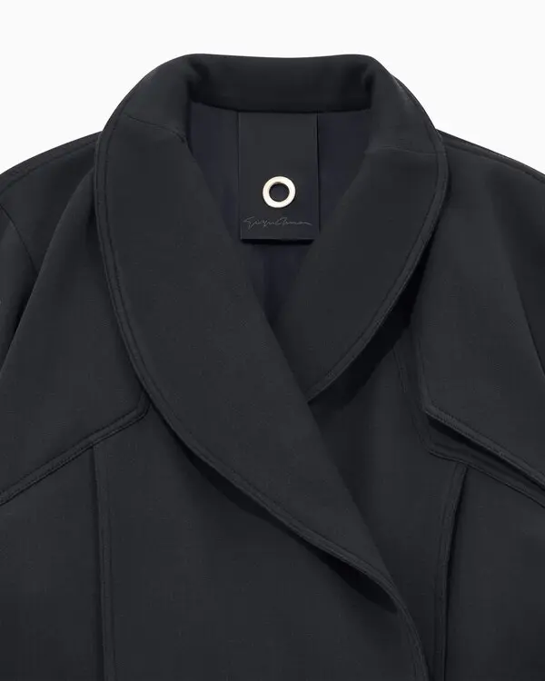 Giorgio Armani Cropped Caban In Stretch Virgin Wool With Shawl Collar