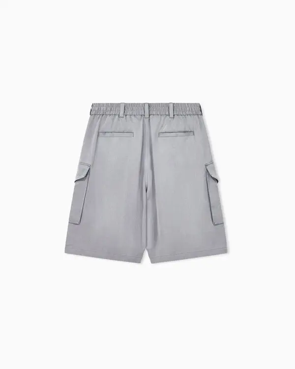 Giorgio Armani Bermuda Cargo Shorts In Washed Lyocell Poplin