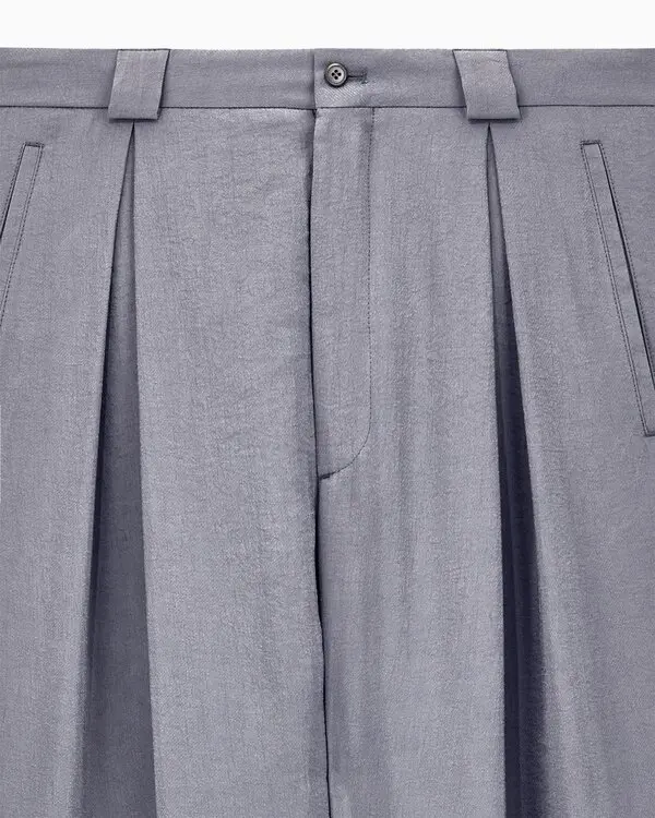 Giorgio Armani Oversized Trousers In Washed Silk Blend