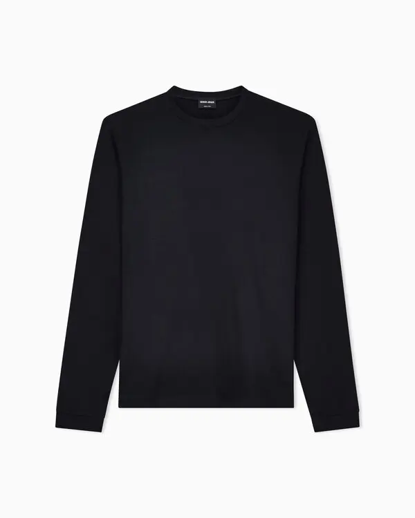 Giorgio Armani Long Sleeve Jumper In Stretch Viscose - Black