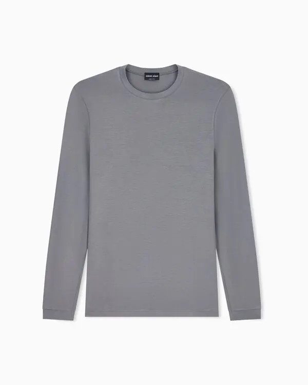 Giorgio Armani Long Sleeve Jumper In Stretch Viscose - Grey