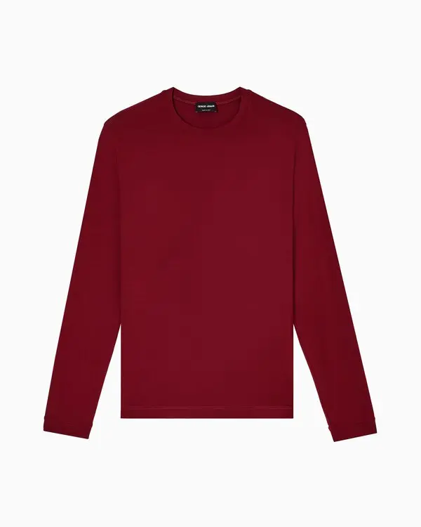 Giorgio Armani Long Sleeve Jumper In Stretch Viscose - Red