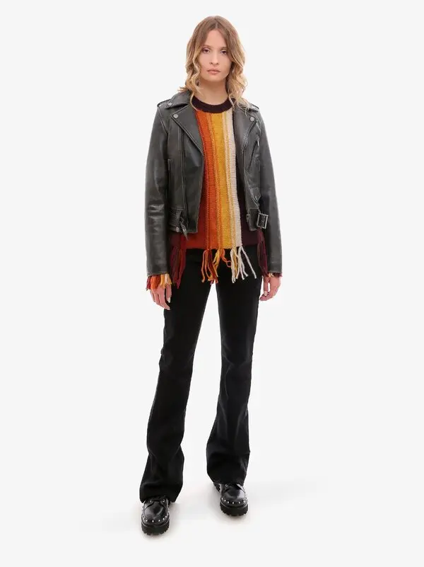 GOLDEN GOOSE Slim Fit Leather Biker Jacket - Black