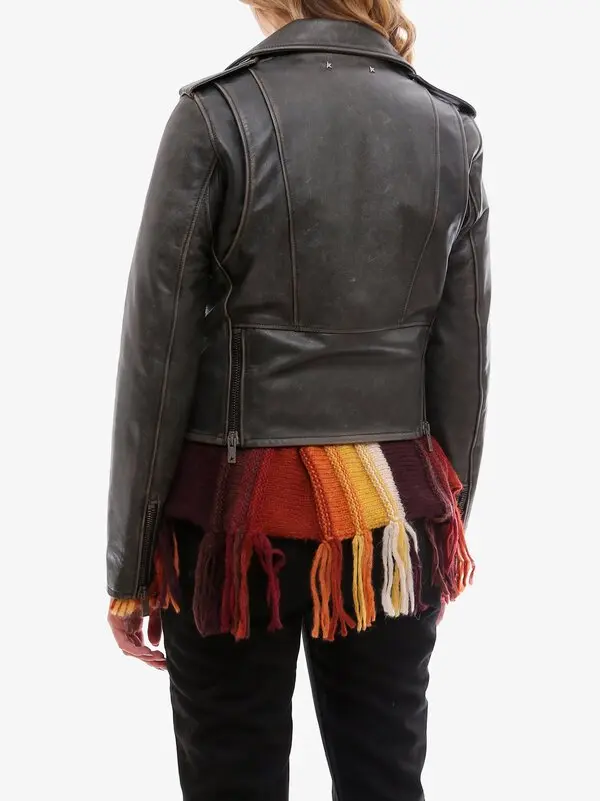 GOLDEN GOOSE Slim Fit Leather Biker Jacket - Black