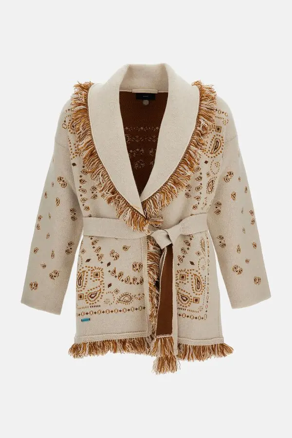 Alanui Bandana Jacquard Cardigan - Beige