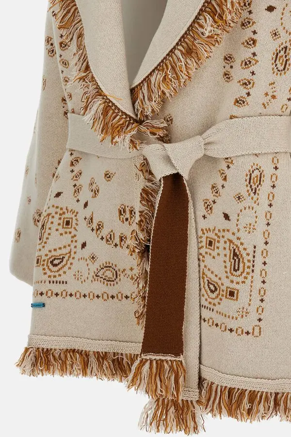 Alanui Bandana Jacquard Cardigan - Beige