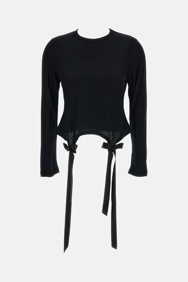 Simone Rocha Long-sleeve T-shirt With Bow Detail - Black