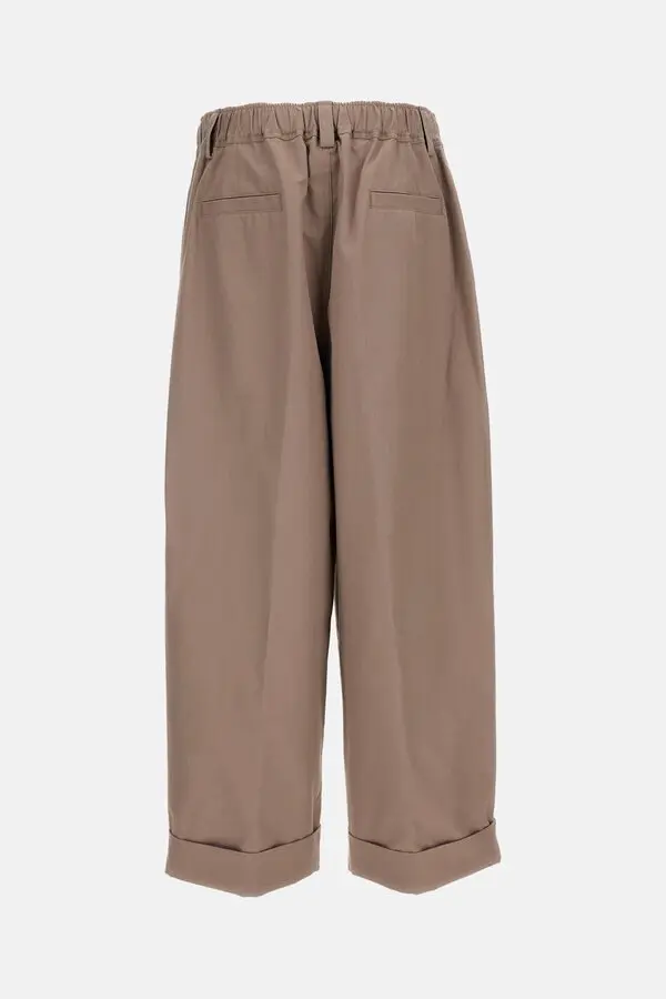 Marni Cotton Canvas Trousers With Double Pleats And Elasticated Waist