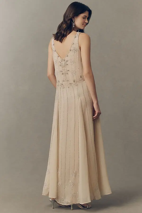 Rixo Silvanna Scoop-neck Beaded Maxi Dress
