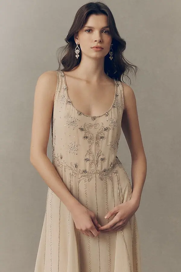 Rixo Silvanna Scoop-neck Beaded Maxi Dress