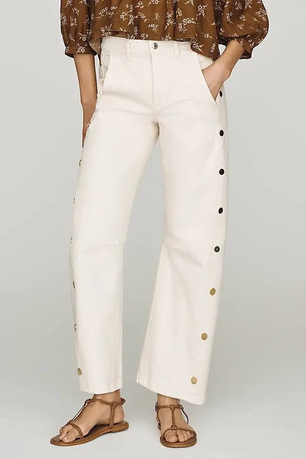 LE JEAN Frankie Studded High Rise Barrel Jeans