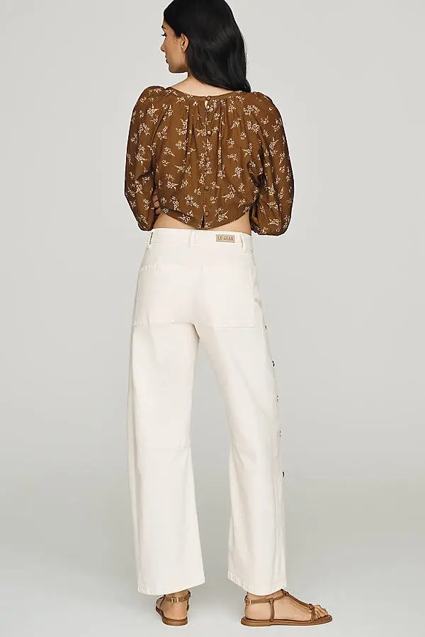 LE JEAN Frankie Studded High Rise Barrel Jeans