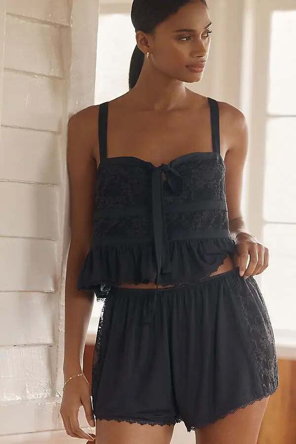 LYREBIRD Modaluxe Lace Trim Shorts - Black