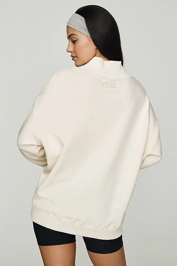 Anthropologie Cotton Funnel-neck Sweatshirt With Collegiate Graphic