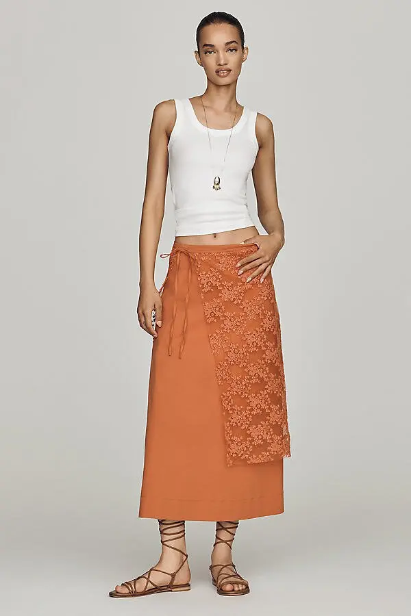 MARE MARE Lace Overlay Midi Skirt - Copper