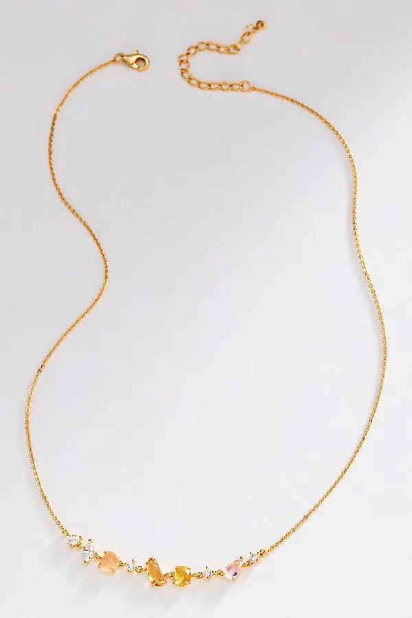 Anthropologie Mixed Stone Necklace - Pink Pattern