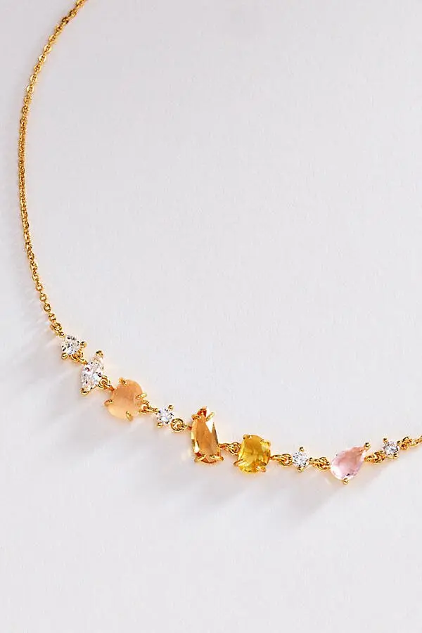 Anthropologie Mixed Stone Necklace - Pink Pattern