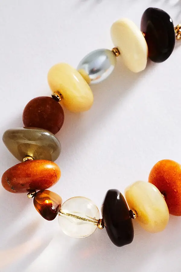 Anthropologie Vibrant Mixed Stone Necklace - Neutral Pattern