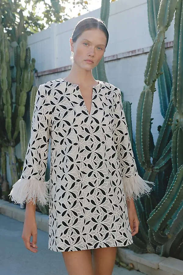 English Factory Feather-poted Mi Dress