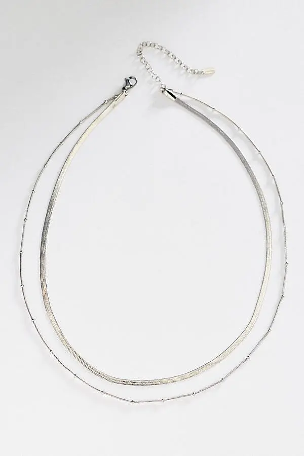 Anthropologie Water-resistant Layered Necklace - Silver