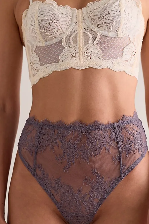 Free People Lacebound High-rise Thong - Aged Plums