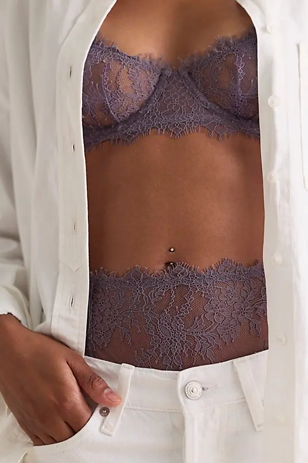 Free People Lacebound High-rise Thong - Aged Plums