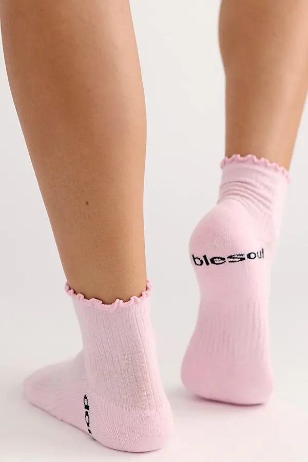 DOUBLESOUL Ruffle Quarter Socks - Bubblegum